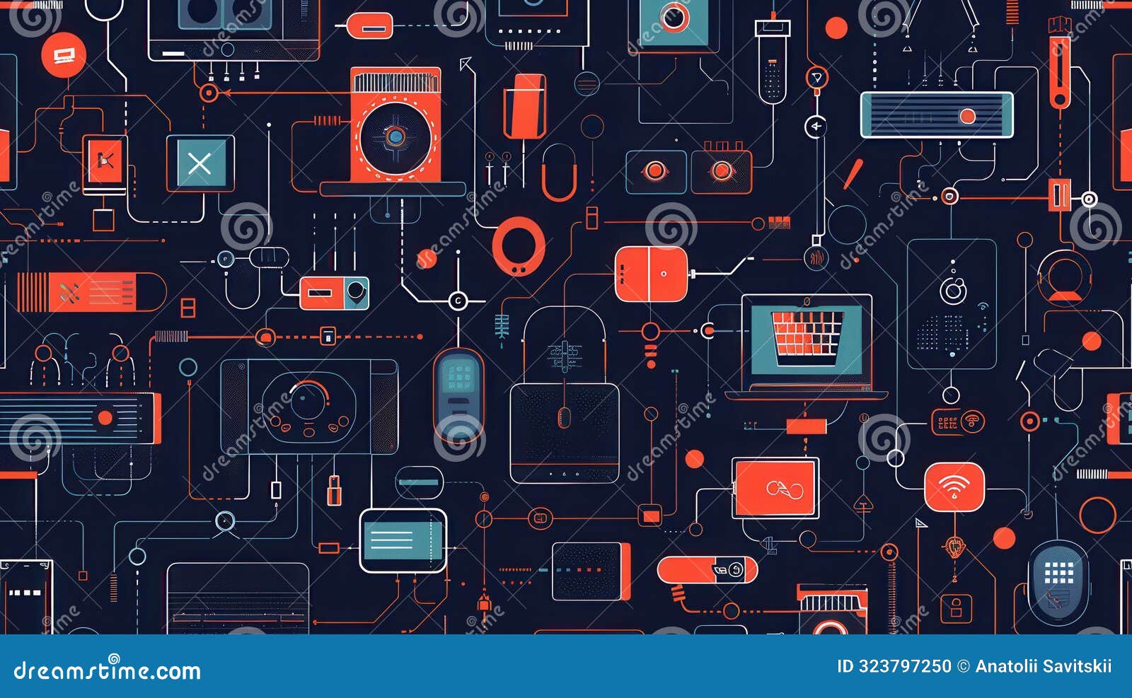 An Illustration of a Network of Connected Devices, Including Routers ...