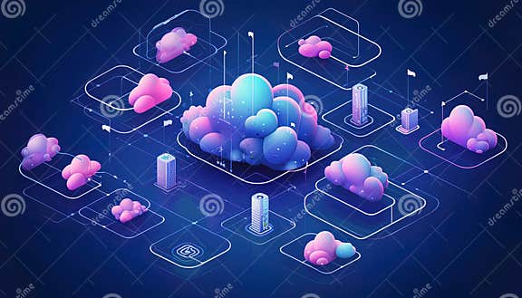 Illustration of a Network of Interconnected Clouds Representing Cloud ...