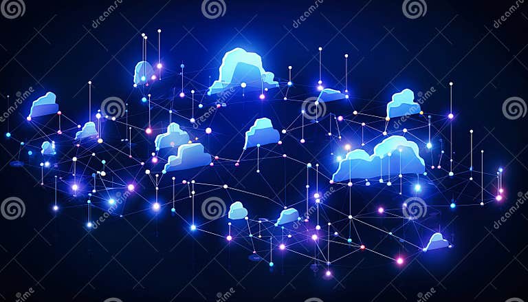 Illustration of a Network of Interconnected Clouds Representing Cloud ...