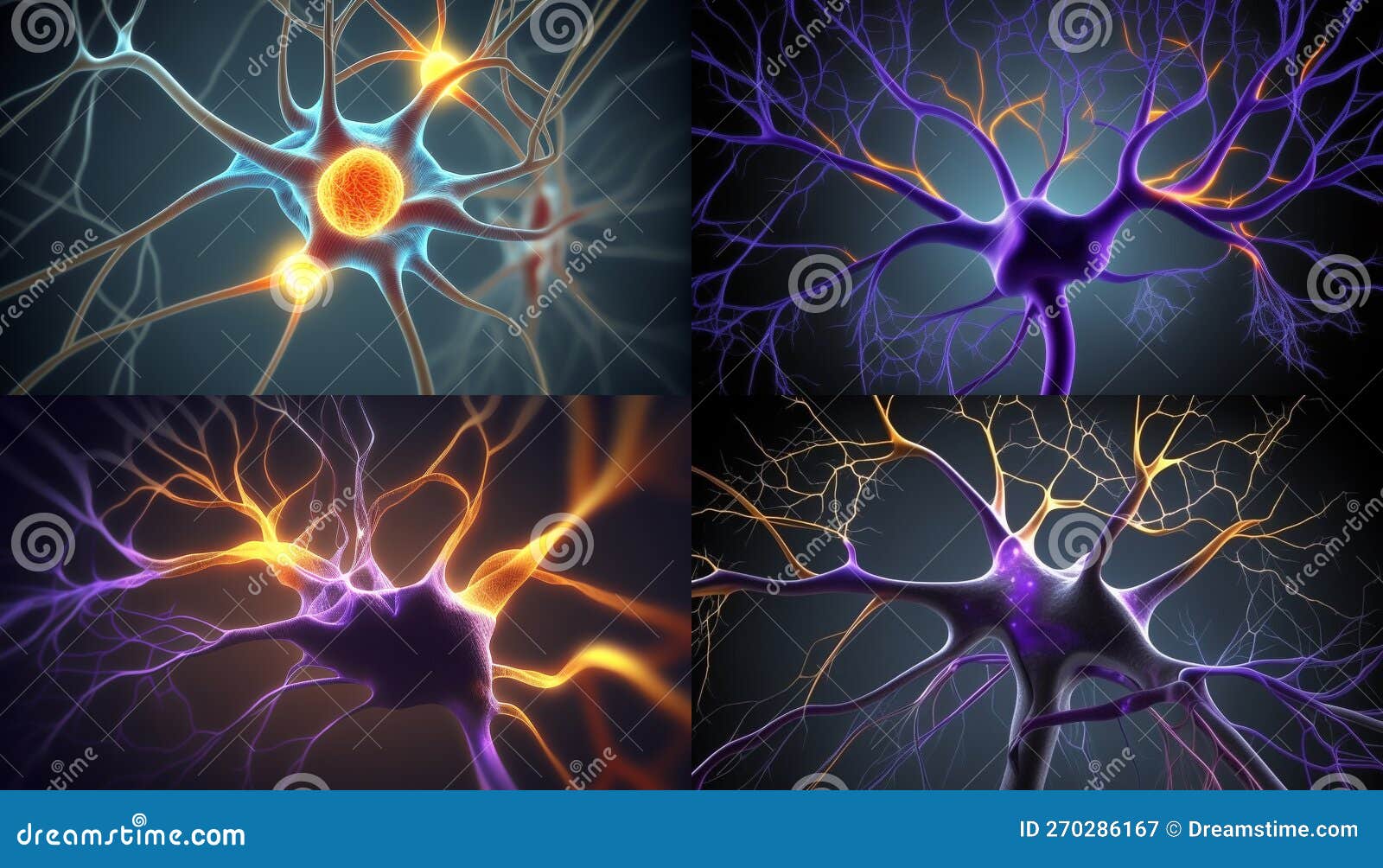 Network of Nerve Cells 3d Render, AI Generative Illustration, Stock ...