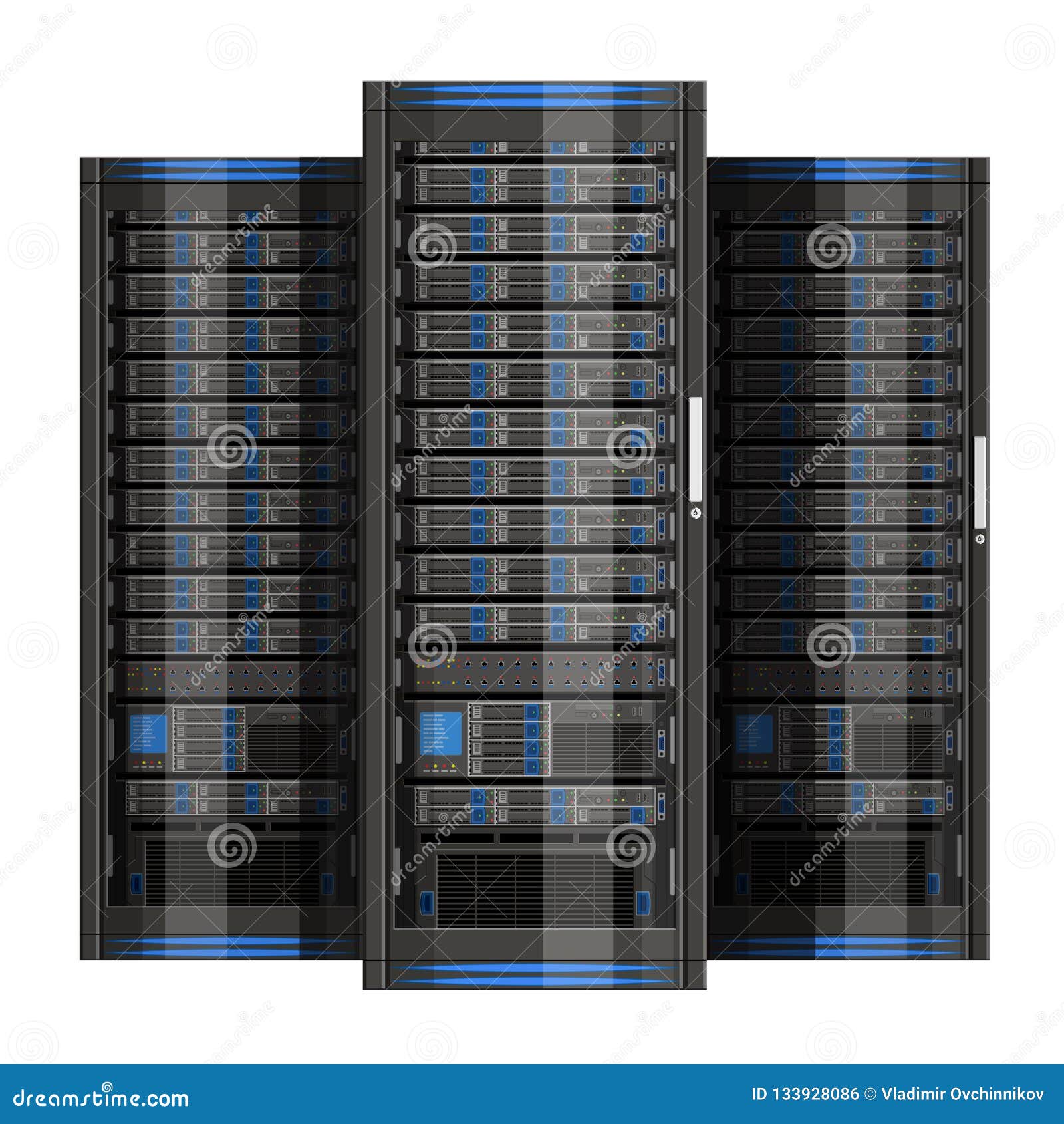 Illustration of Network Server with Flat Design Stock Vector ...