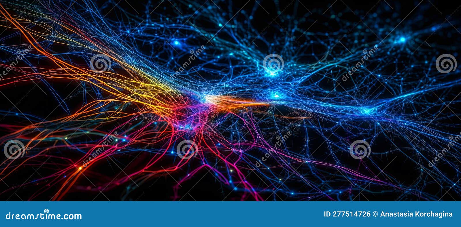 Illustration of Neural Cells with a Light Pulse on a Dark Background ...