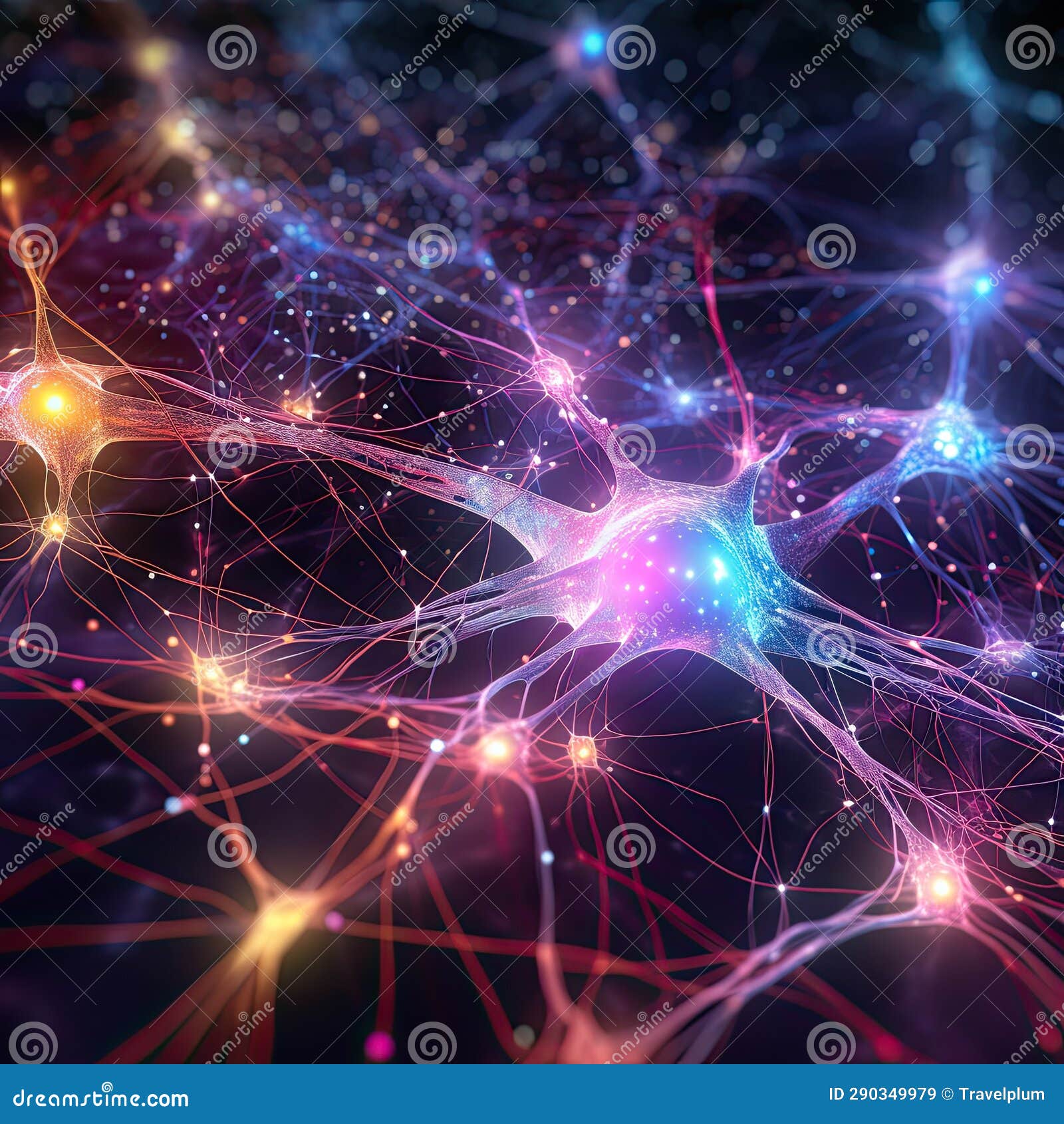 Illustration of a Neural Network of Intertwining Multi-colored Threads ...