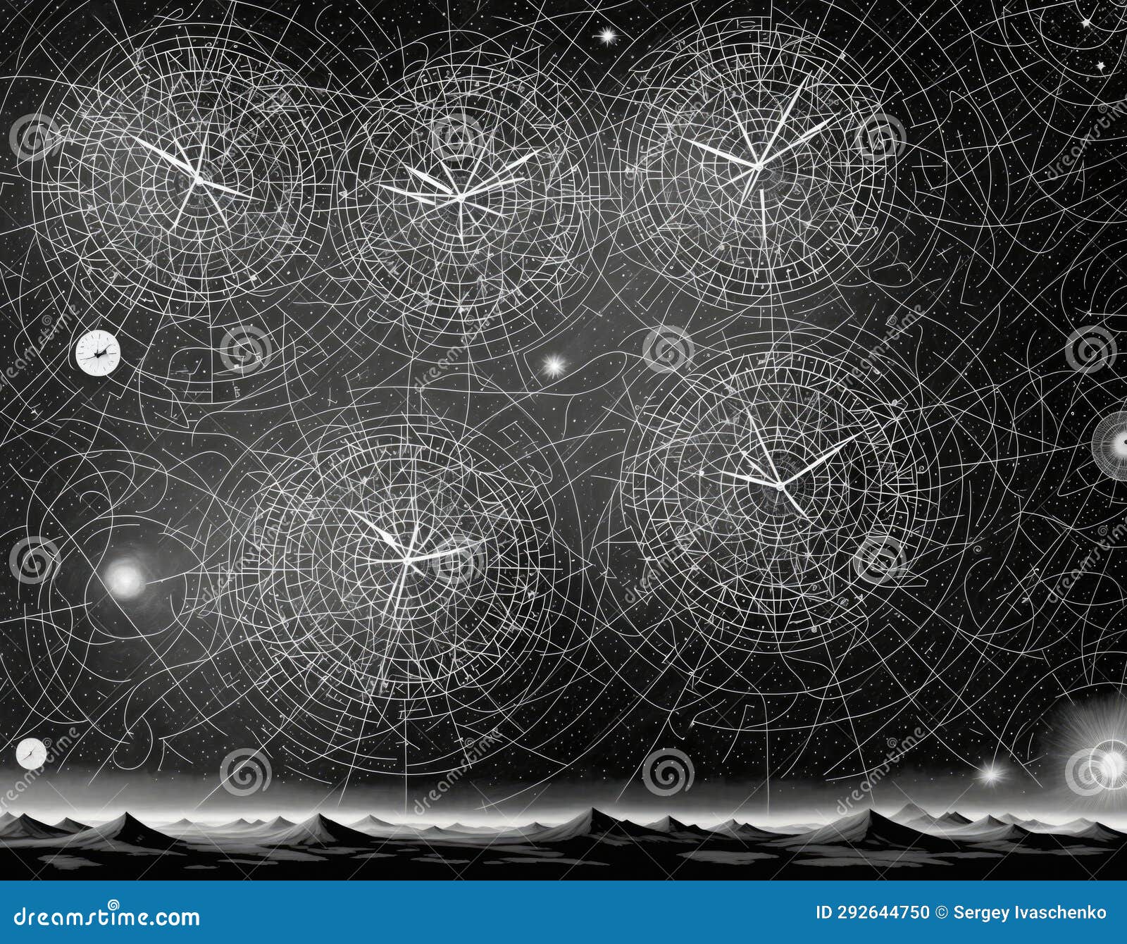 Illustration of a Neural Network of Time, Infinity. Stock Illustration ...