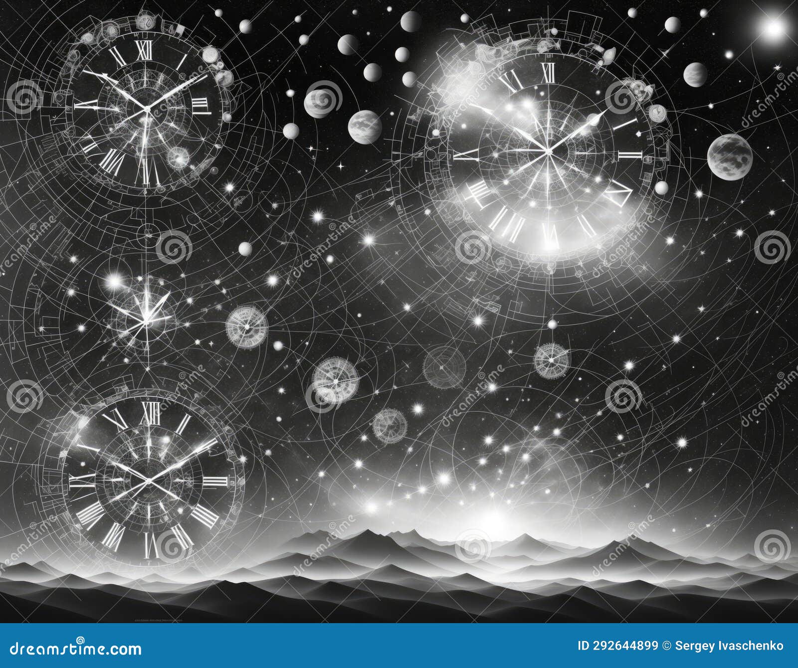 Time, Infinity, Clock Mechanism, Gearwheels Vector Illustration ...