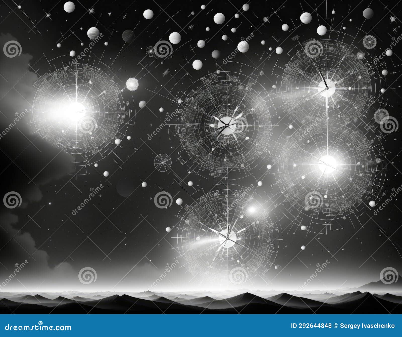 Illustration of a Neural Network of Time, Infinity. Stock Illustration ...