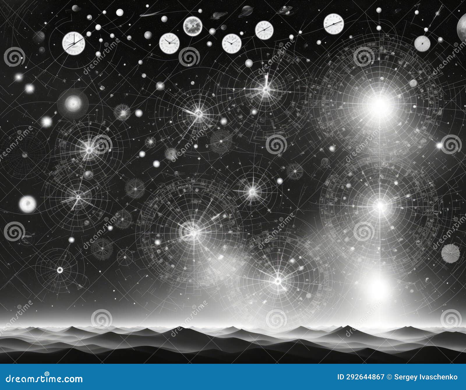 Illustration of a Neural Network of Time, Infinity. Stock Illustration ...