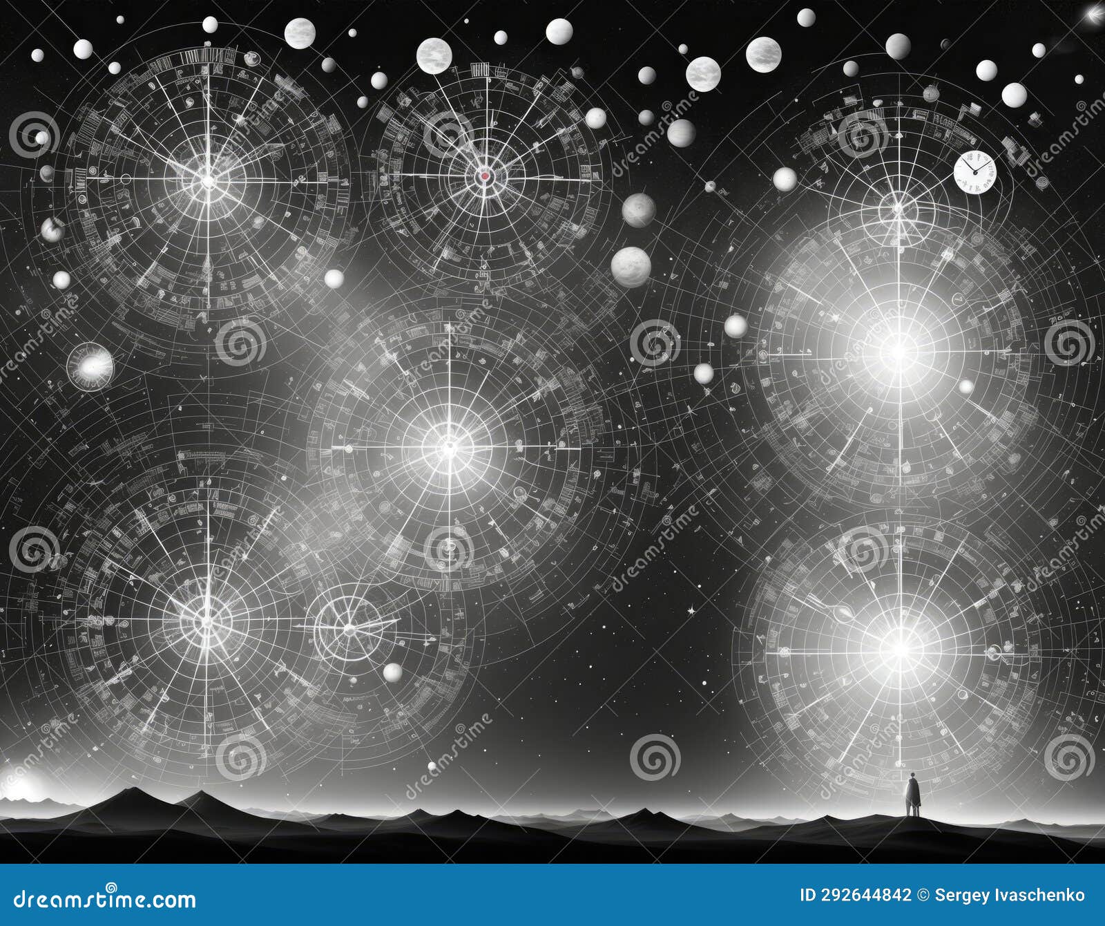 Illustration of a Neural Network of Time, Infinity. Stock Illustration ...