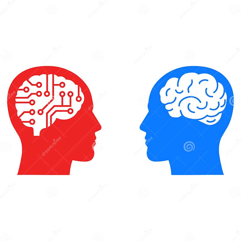 Illustration of Neural Network Vs Human Brain Icon Design. Stock Vector ...