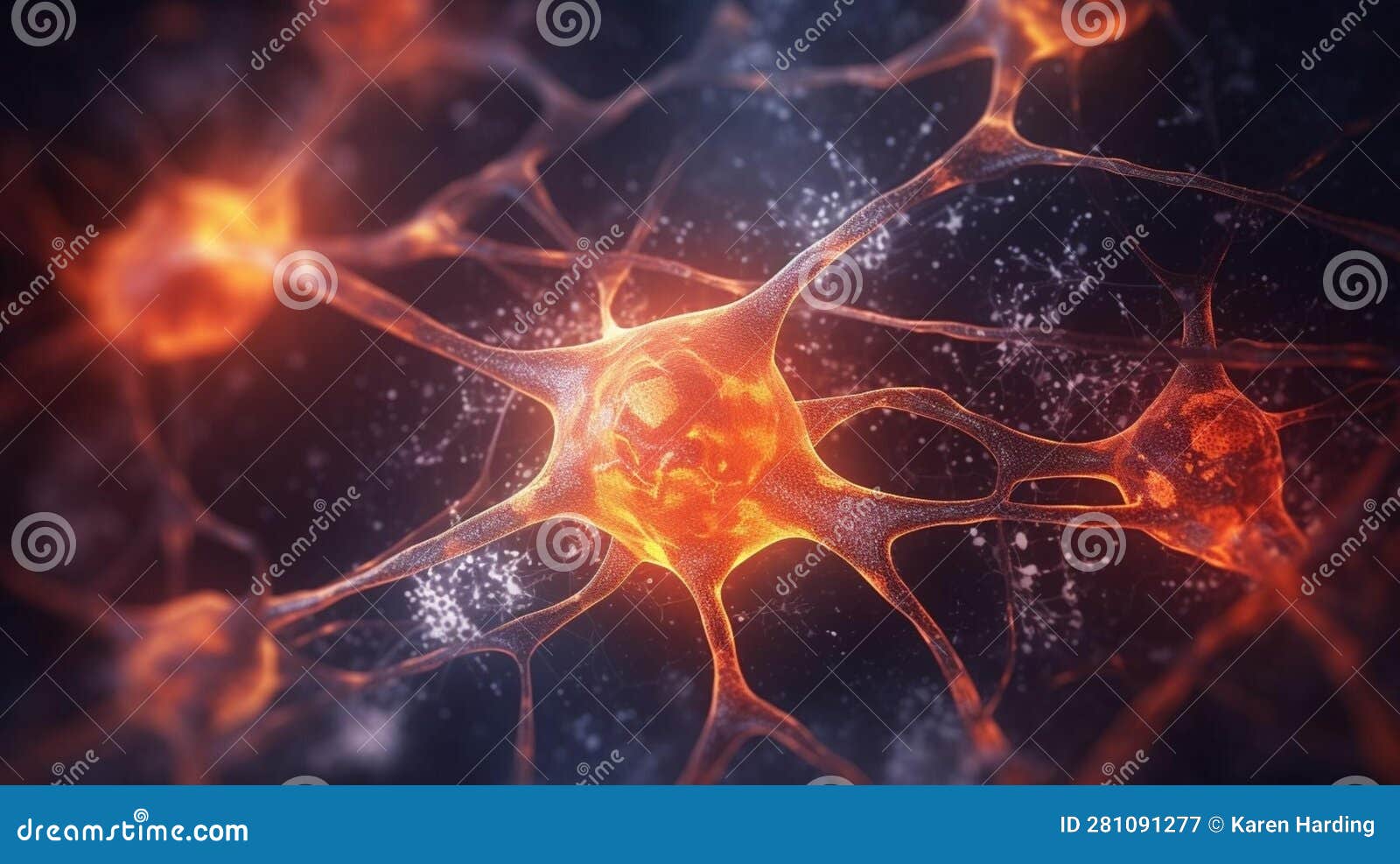 Illustration of Neuron Activity in the Brain Stock Illustration ...