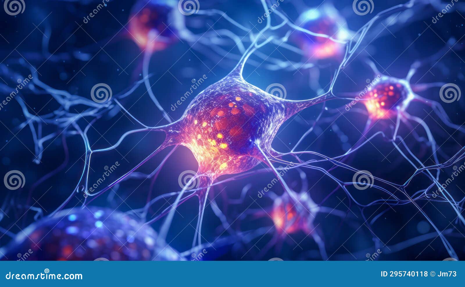 Illustration of Neuron Network Cells with Glowing Link Knots Stock ...
