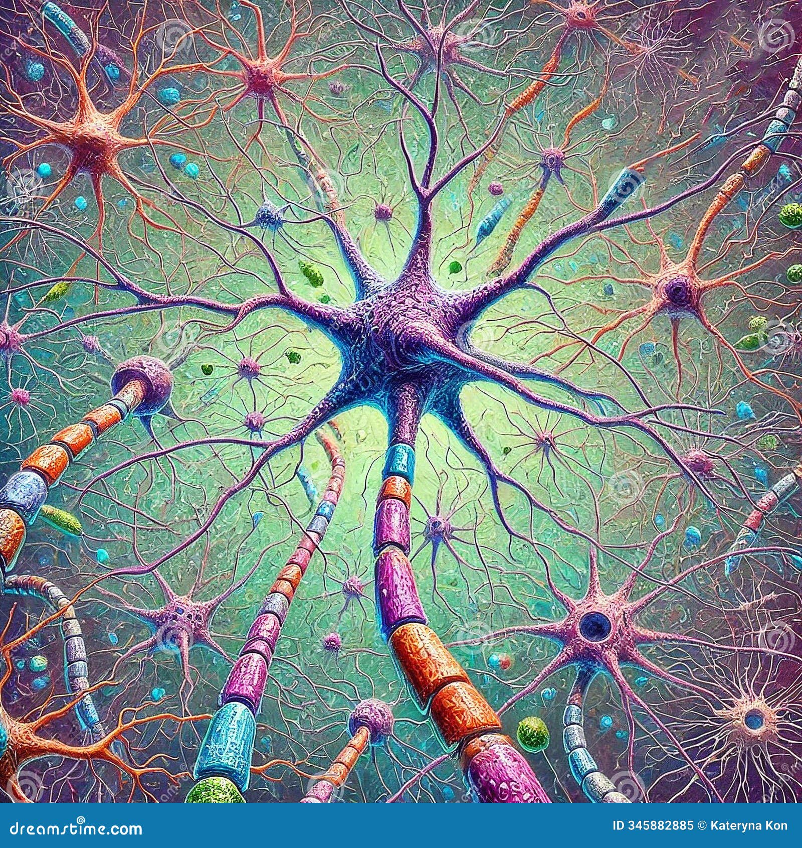 Illustration of Neurons, Highlighting Their Complex Structure with ...