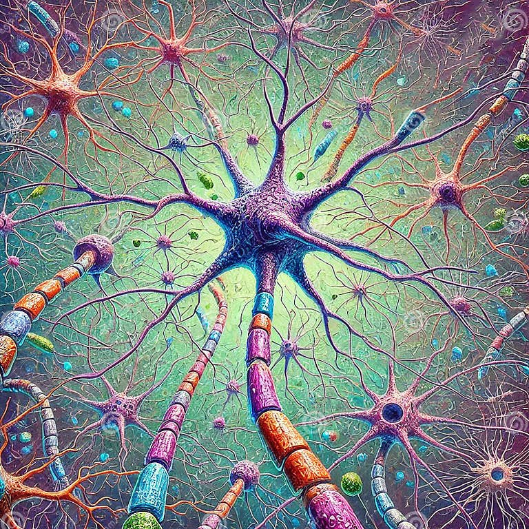 Illustration of Neurons, Highlighting Their Complex Structure with ...