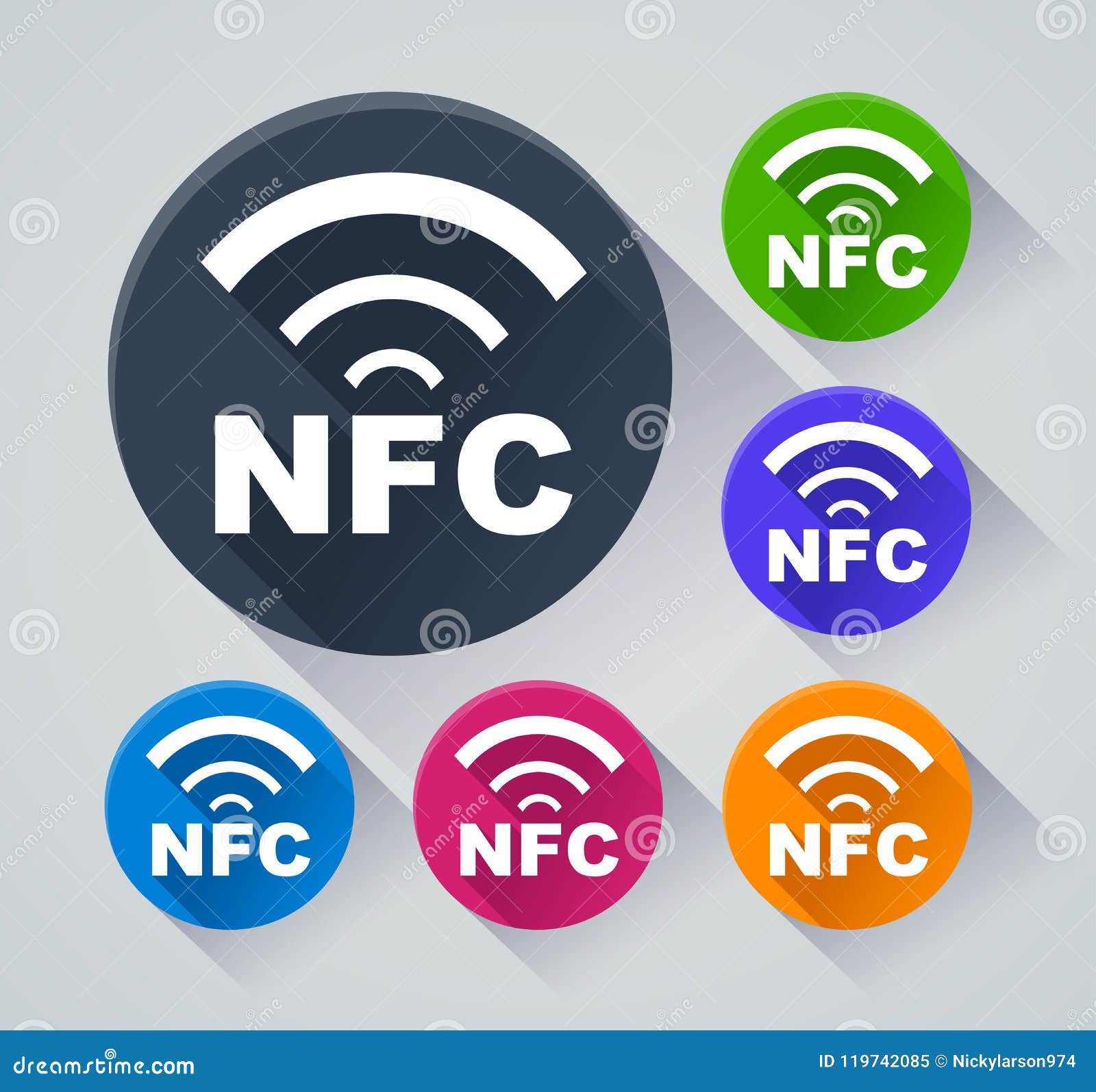 Nfc Circle Icons with Shadow Stock Vector - Illustration of orange ...