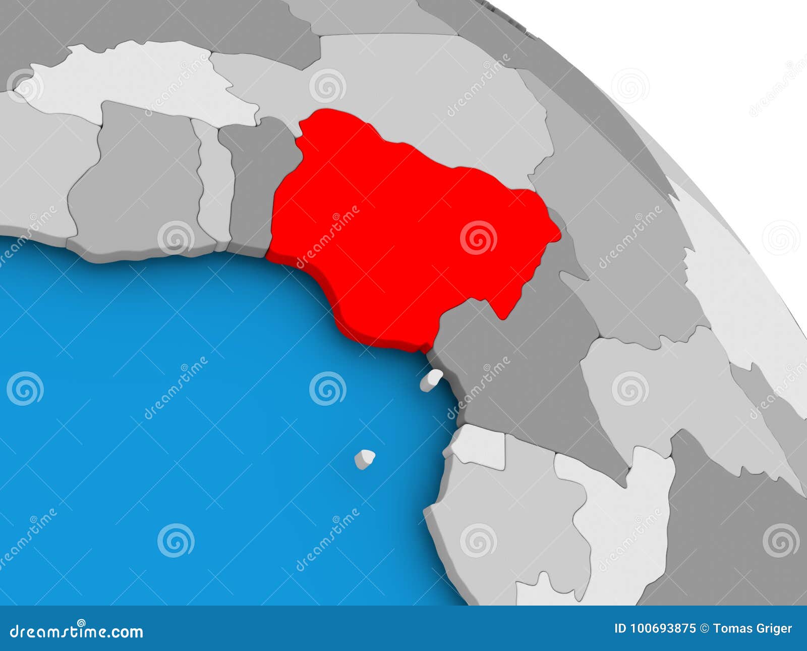 Nigeria in red on map stock illustration. Illustration of country ...