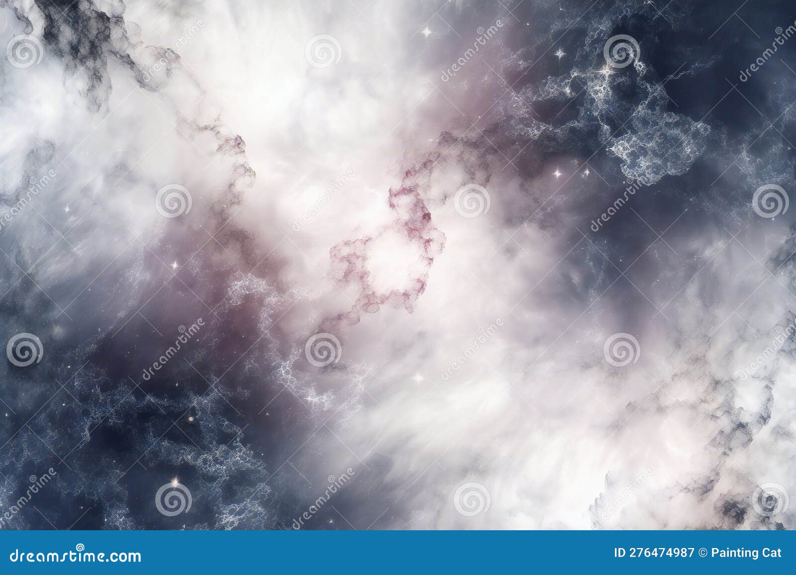 Night Sky with Clouds, Stars and Nebula, Collage Stock Illustration ...