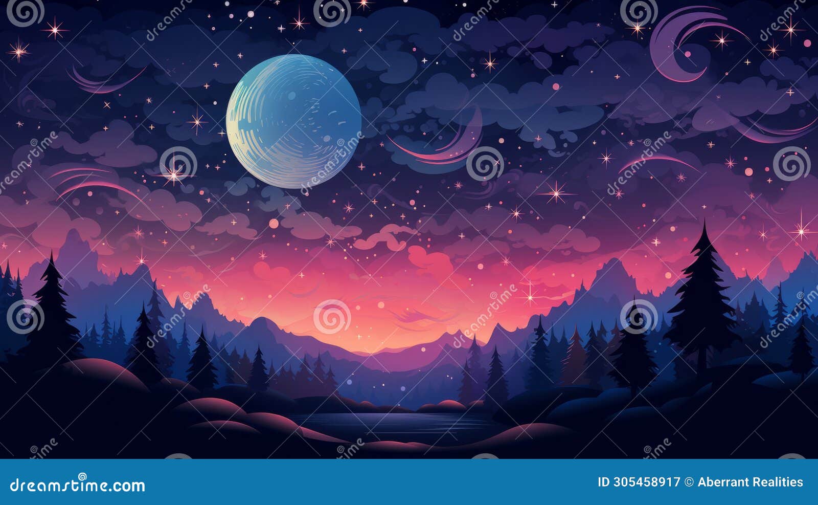 An Illustration of the Night Sky with Planets and Stars Stock ...