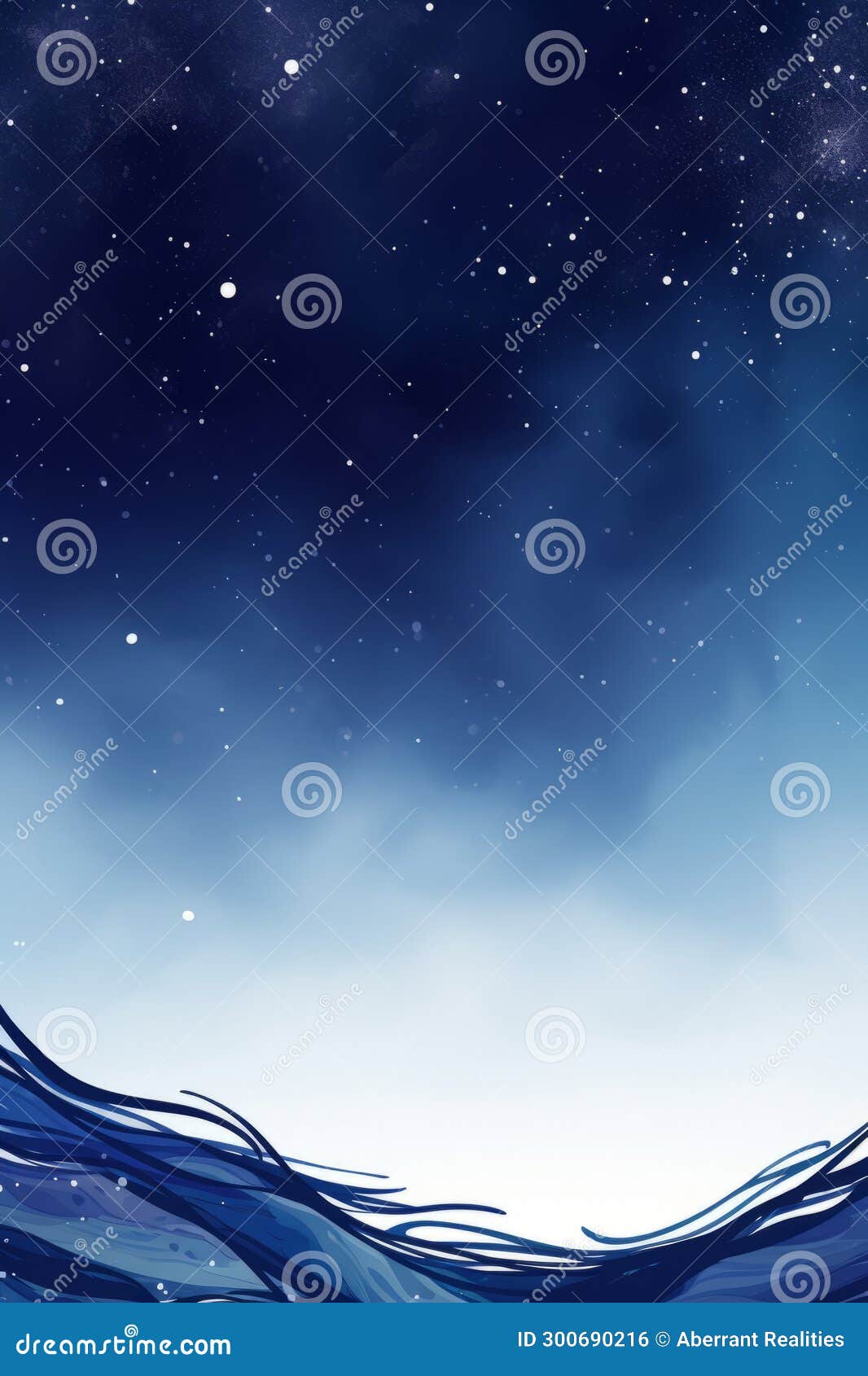 An Illustration of the Night Sky with Waves and Stars Stock ...