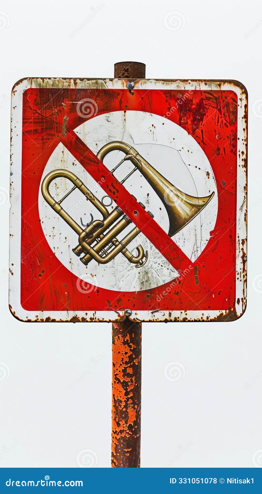 Illustration of a No Wind Instruments Sign Against a White Background ...