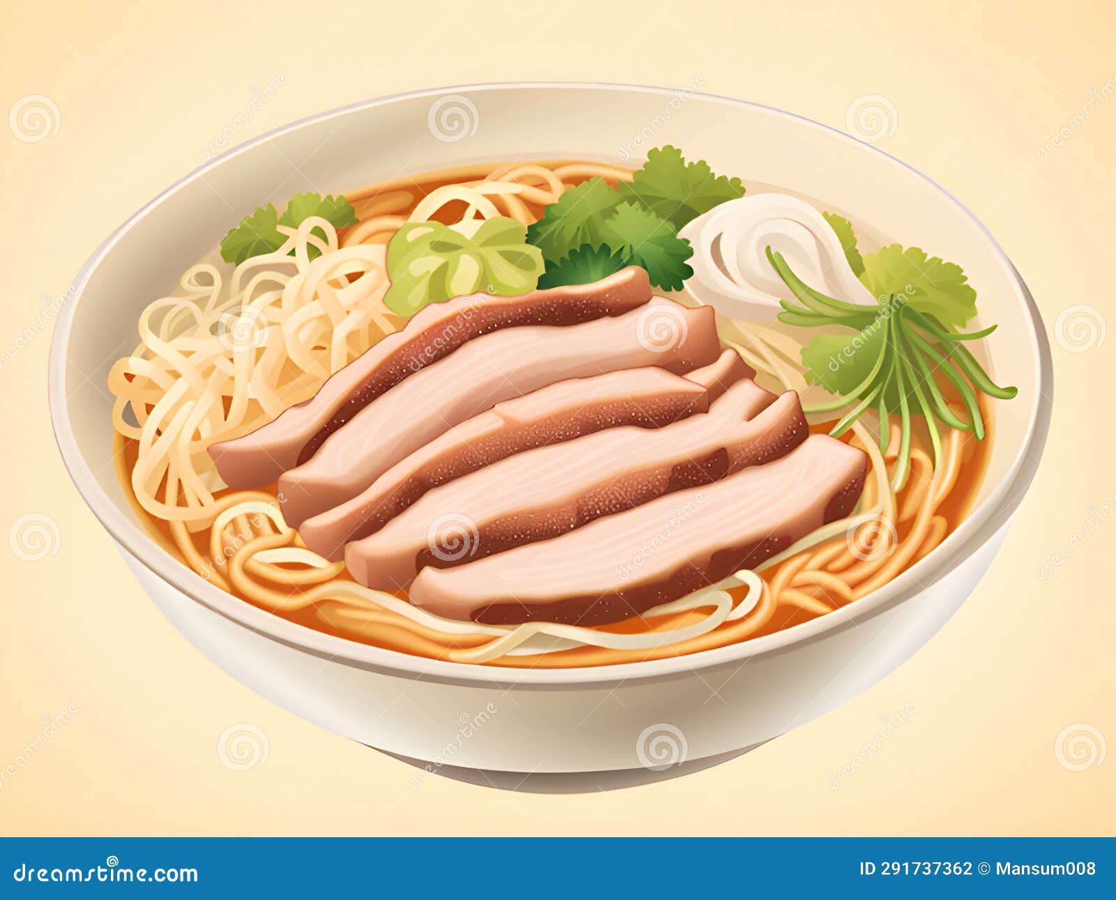 Illustration of Noodle with Pork Stock Illustration - Illustration of ...