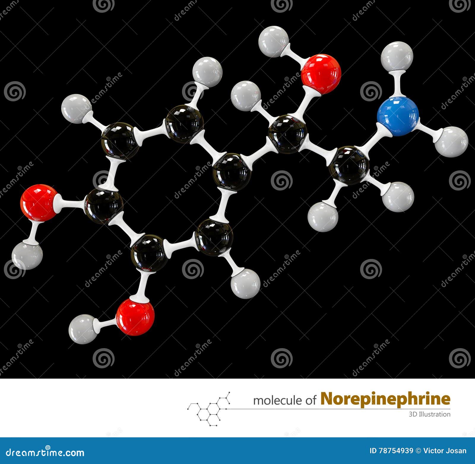 Illustration Of Norepinephrine Molecule Isolated Gray Background ...