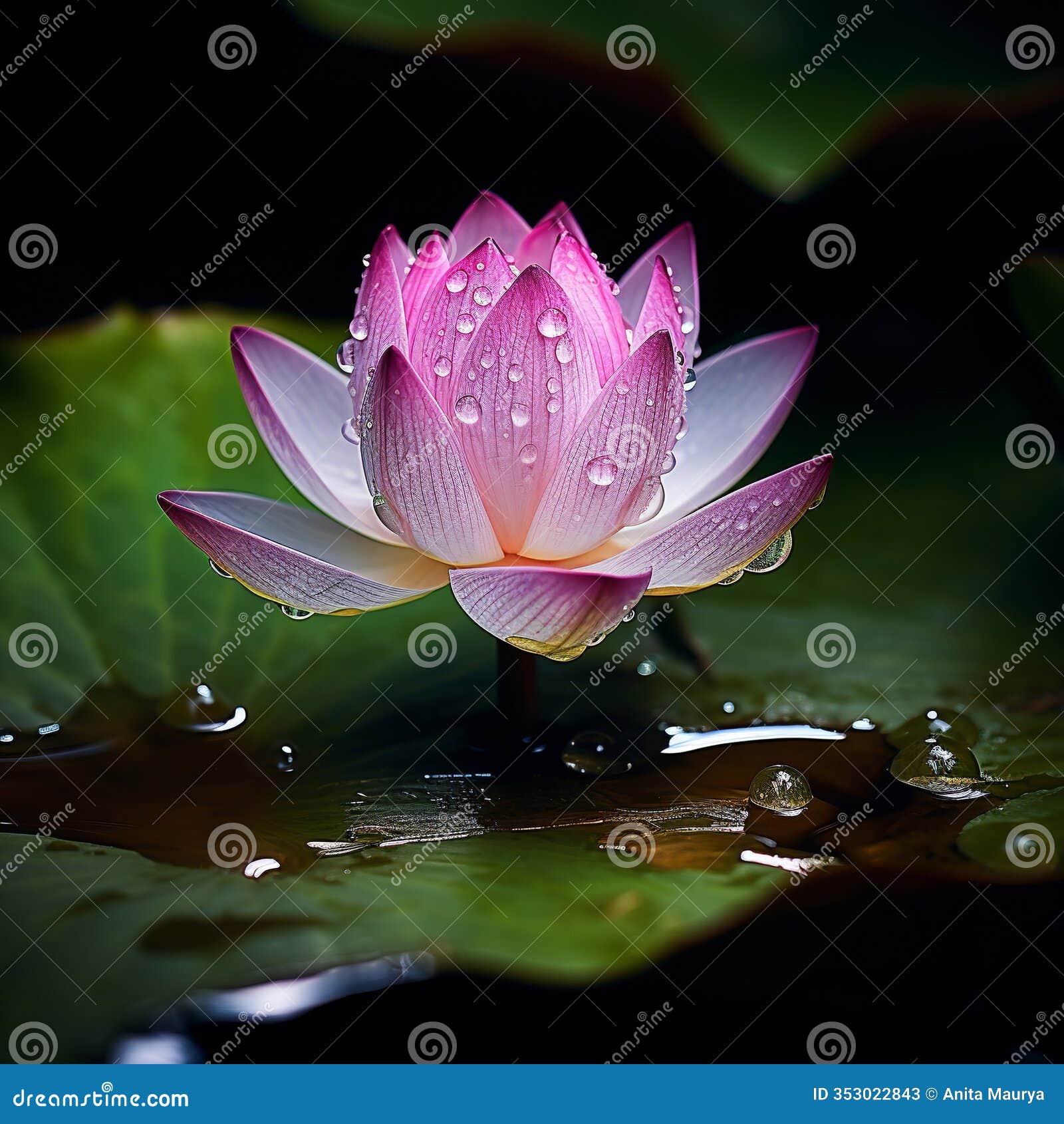 Illustration of Not Open Lotus Water Drop Effect, Generative Ai Stock ...