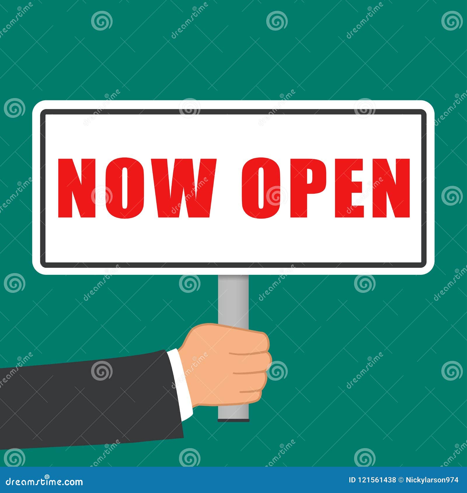 Now open sign flat concept stock vector. Illustration of sign - 121561438