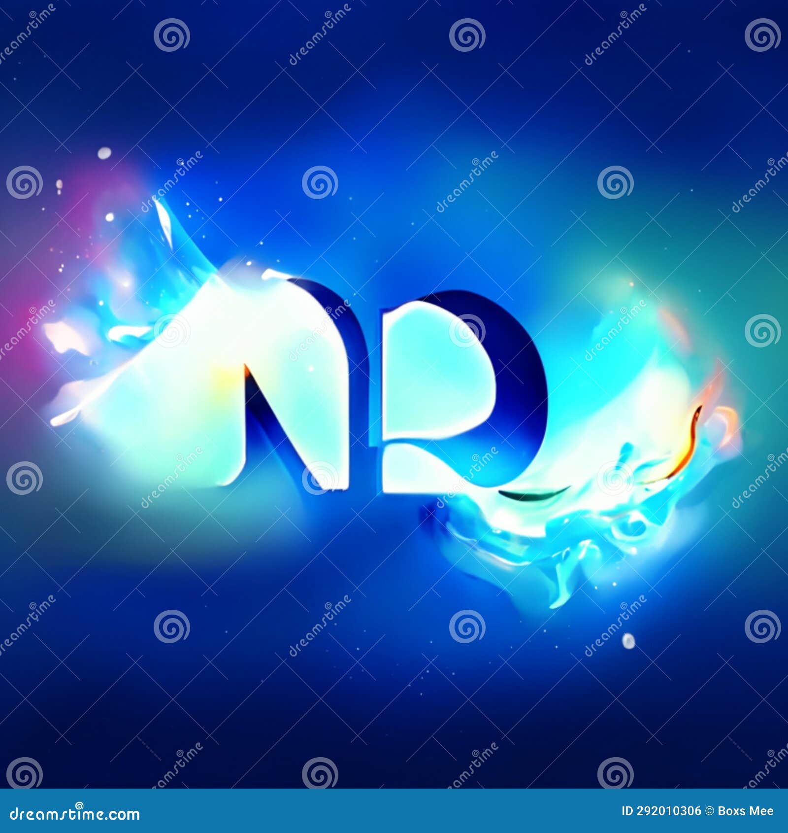 Illustration of Np Letter in the Form of Fire on a Blue Background AI ...