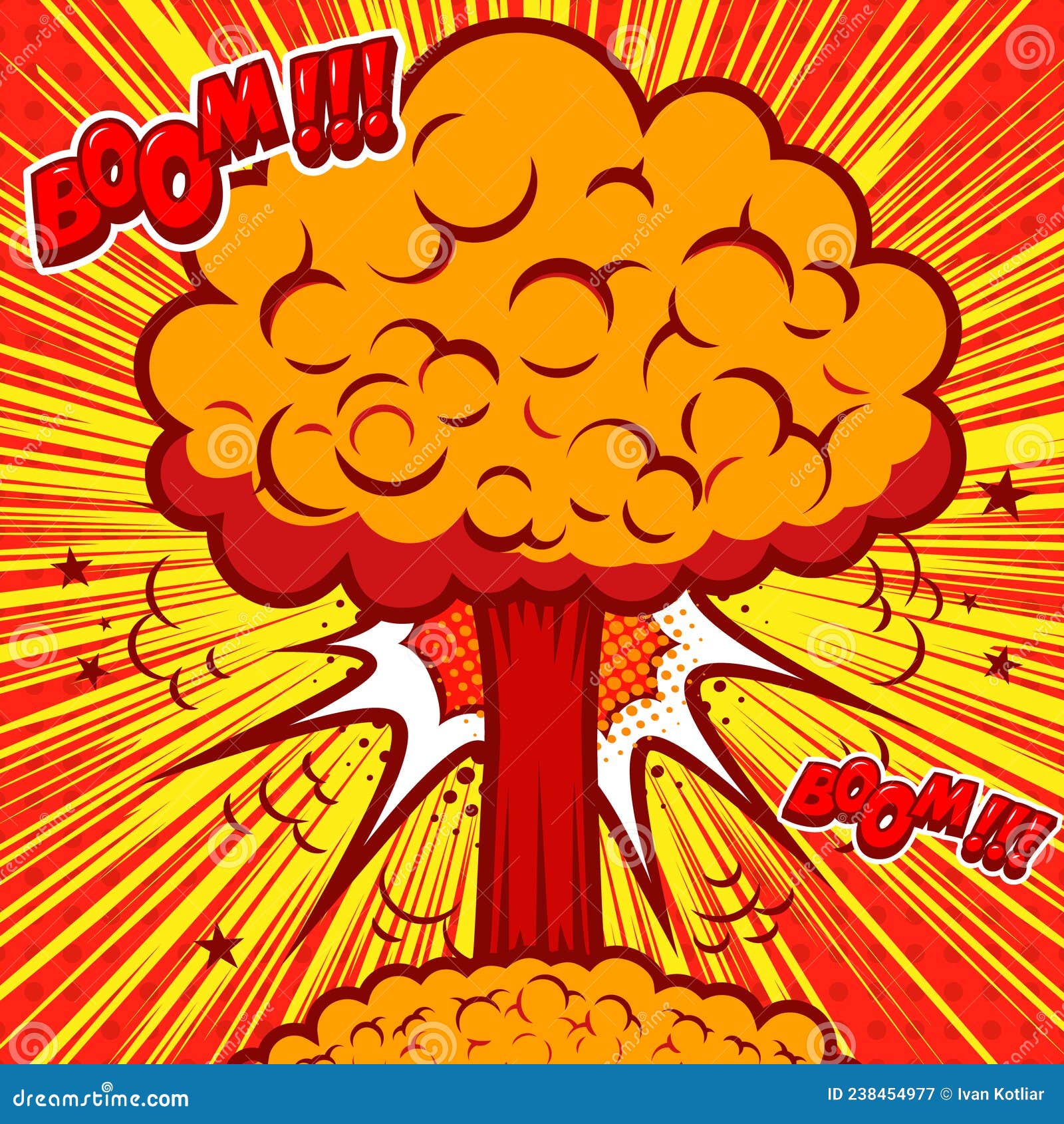 Illustration of Nuclear Burst in Comic Style. Design Element for Poster ...