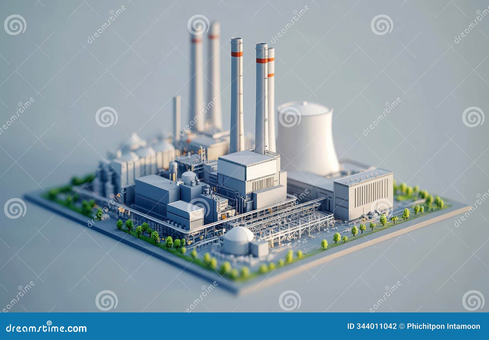 Illustration of Nuclear Power Plant Side View Full Length Isolate on ...