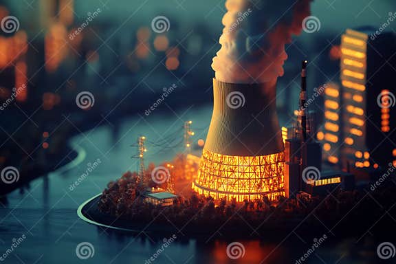 Illustration of Nuclear Power Plant Side View Full Length Isolate on ...