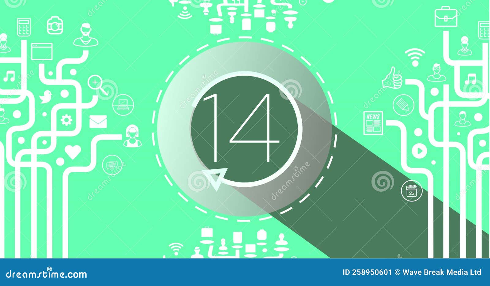 Illustration of Number 14 in Circle with Loading Arrow and Application ...