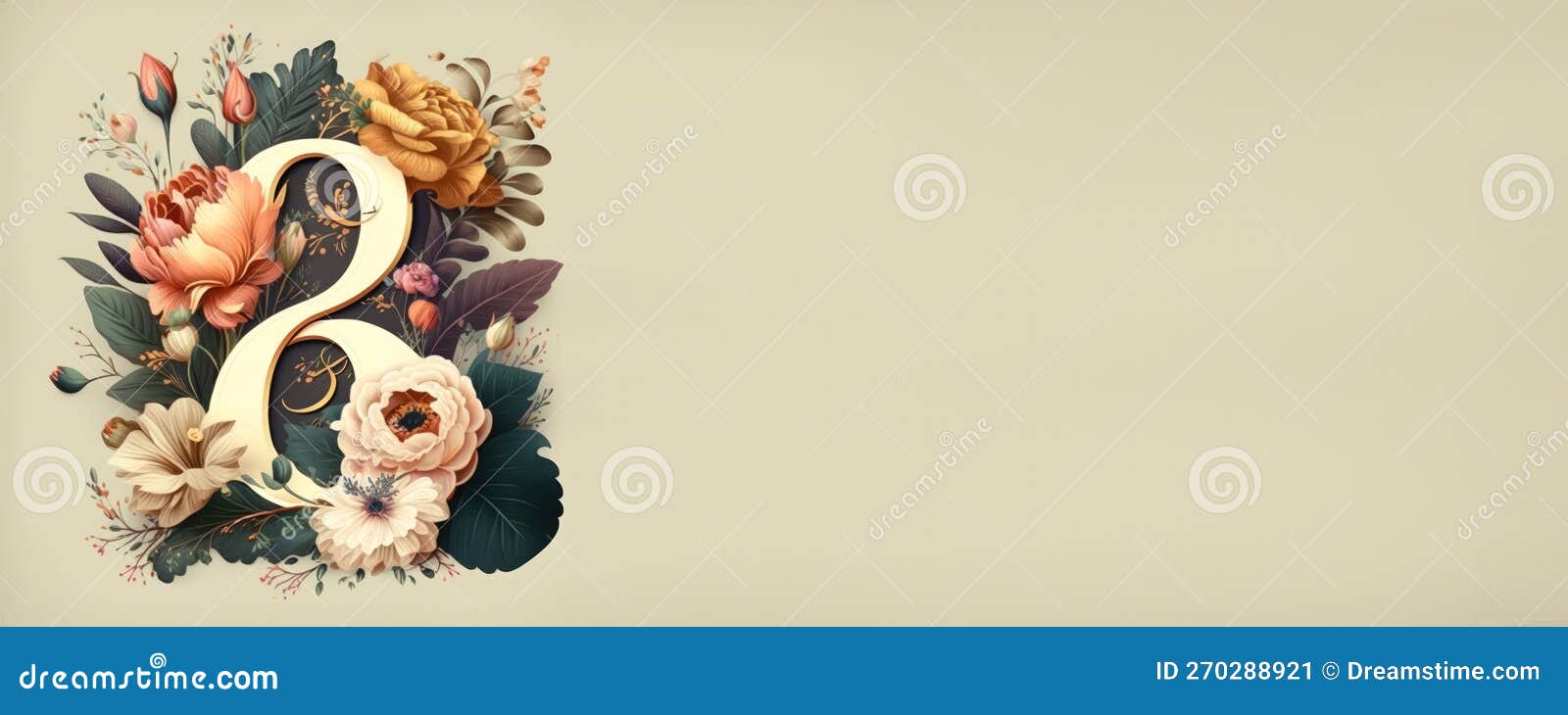 Illustration of Number 8 and Floral Decoration Stock Illustration ...
