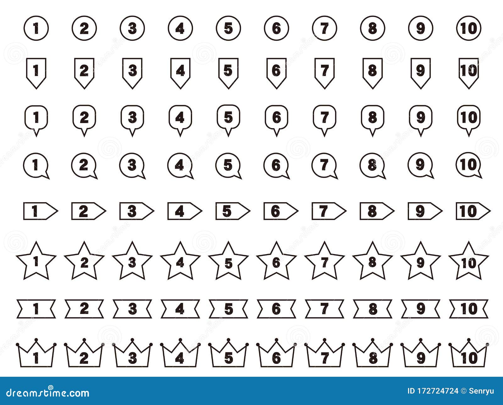Number icon set stock vector. Illustration of business - 172724724