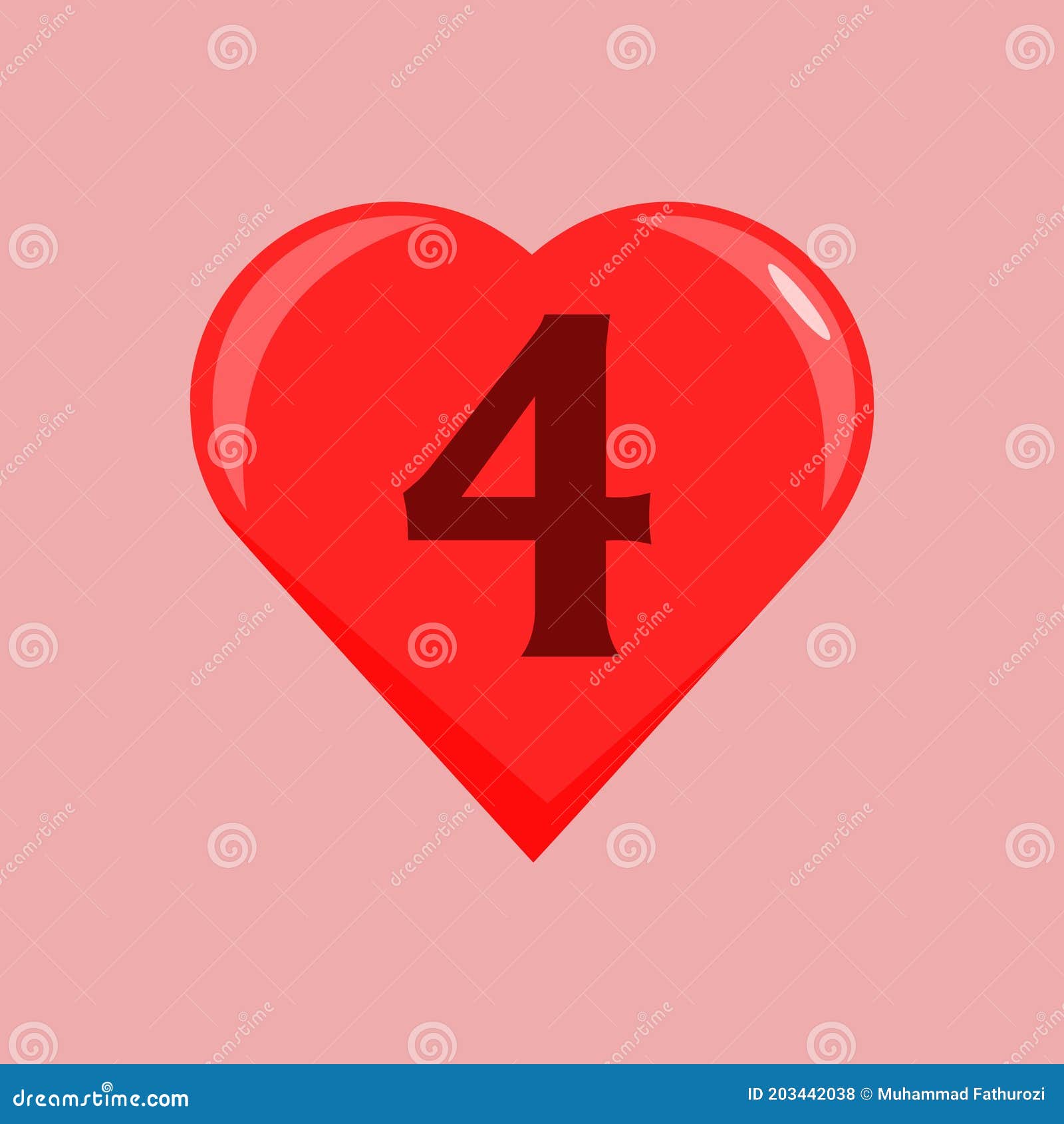 Illustration of Number 4 Inside Love Logo. Very Pretty and Beautiful ...