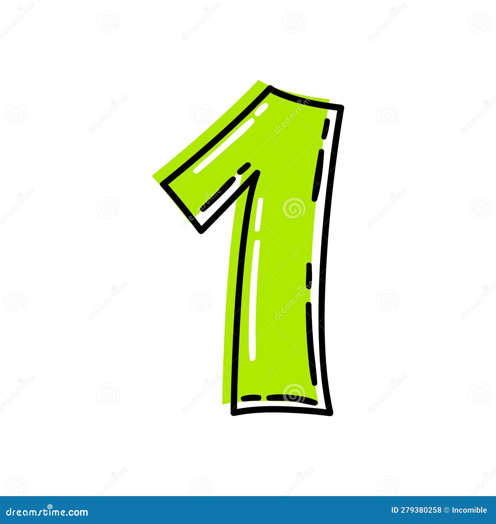 Illustration of Number One. Image for Design in Cartoon Style. Stock ...