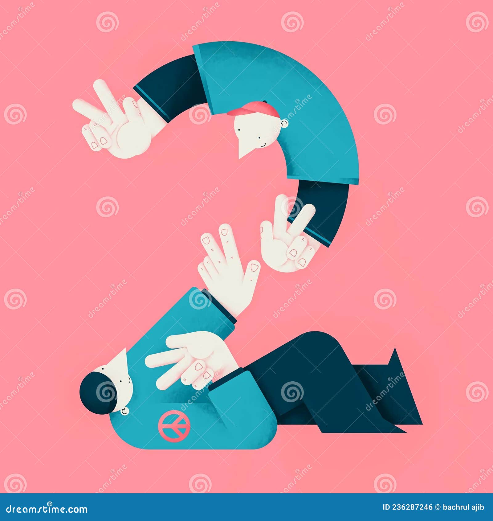 Illustration of Number Two with Hand Shape Stock Illustration ...