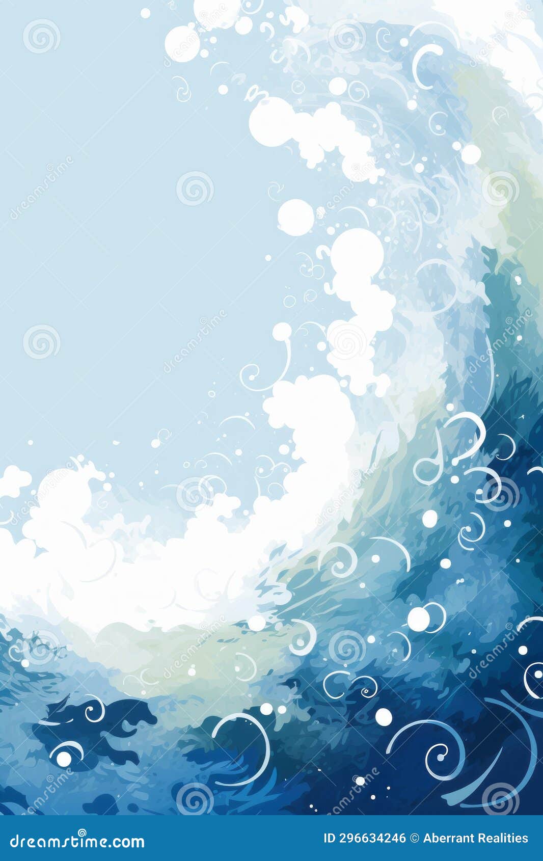 An Illustration of an Ocean Wave with Bubbles and Swirls Stock ...