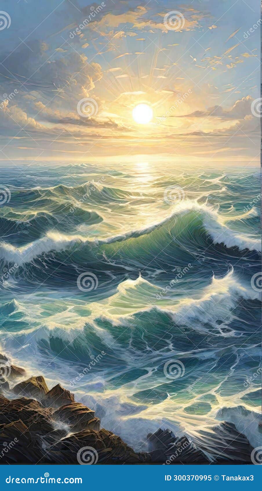 Illustration of Ocean Waves Generated by AI Stock Illustration ...