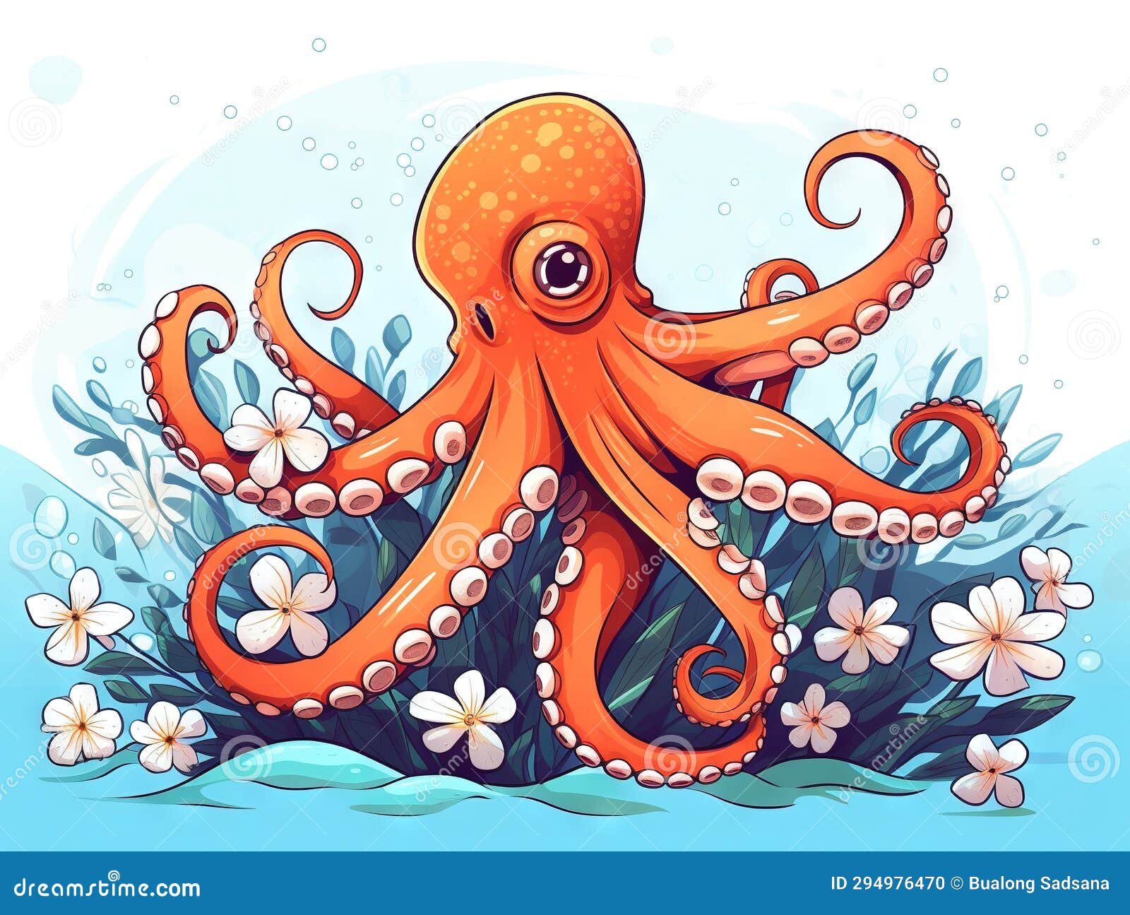 Illustration of Octopus in Cartoon Style Made with Generative AI ...