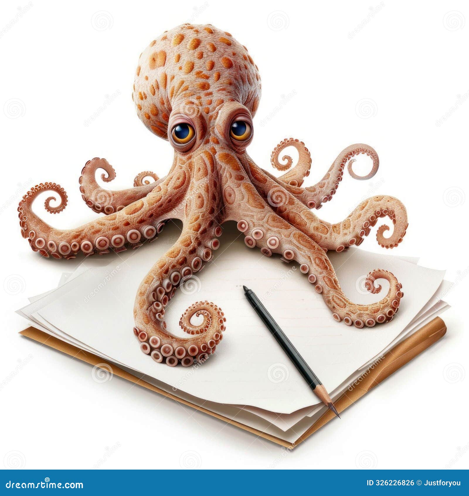 Illustration of Octopus with Drawing Tools. Generative Ai Stock ...