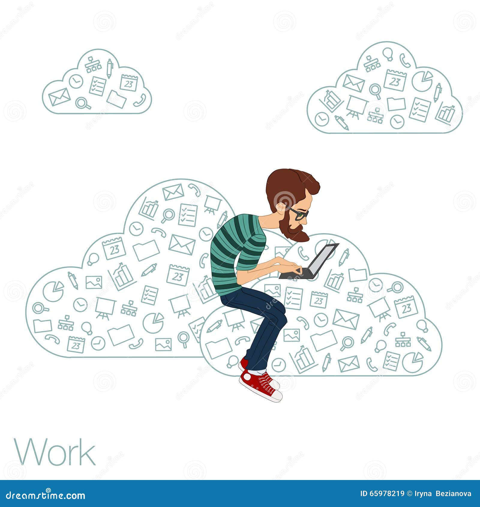 Illustration of an Office Employee Showing Tablet Screen for ...