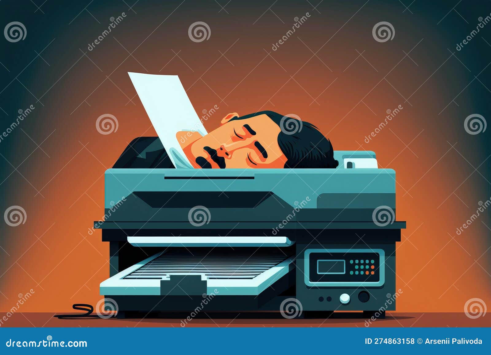 Illustration of an Office Worker Exhausted from Overtime Sleeping on ...