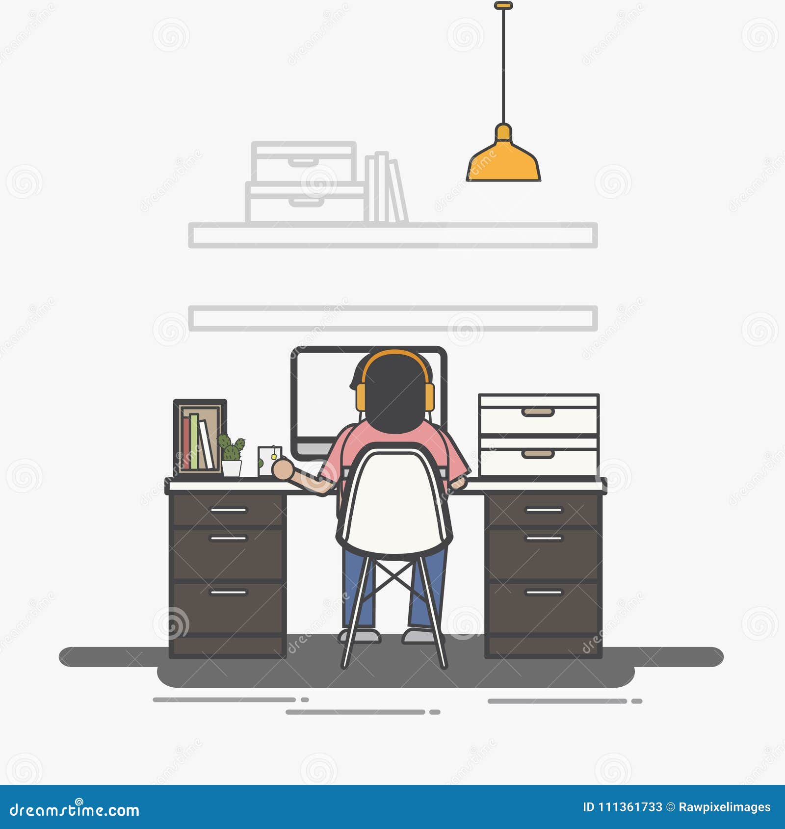 Illustration of Office Worker in Workplace Avatar Stock Illustration ...