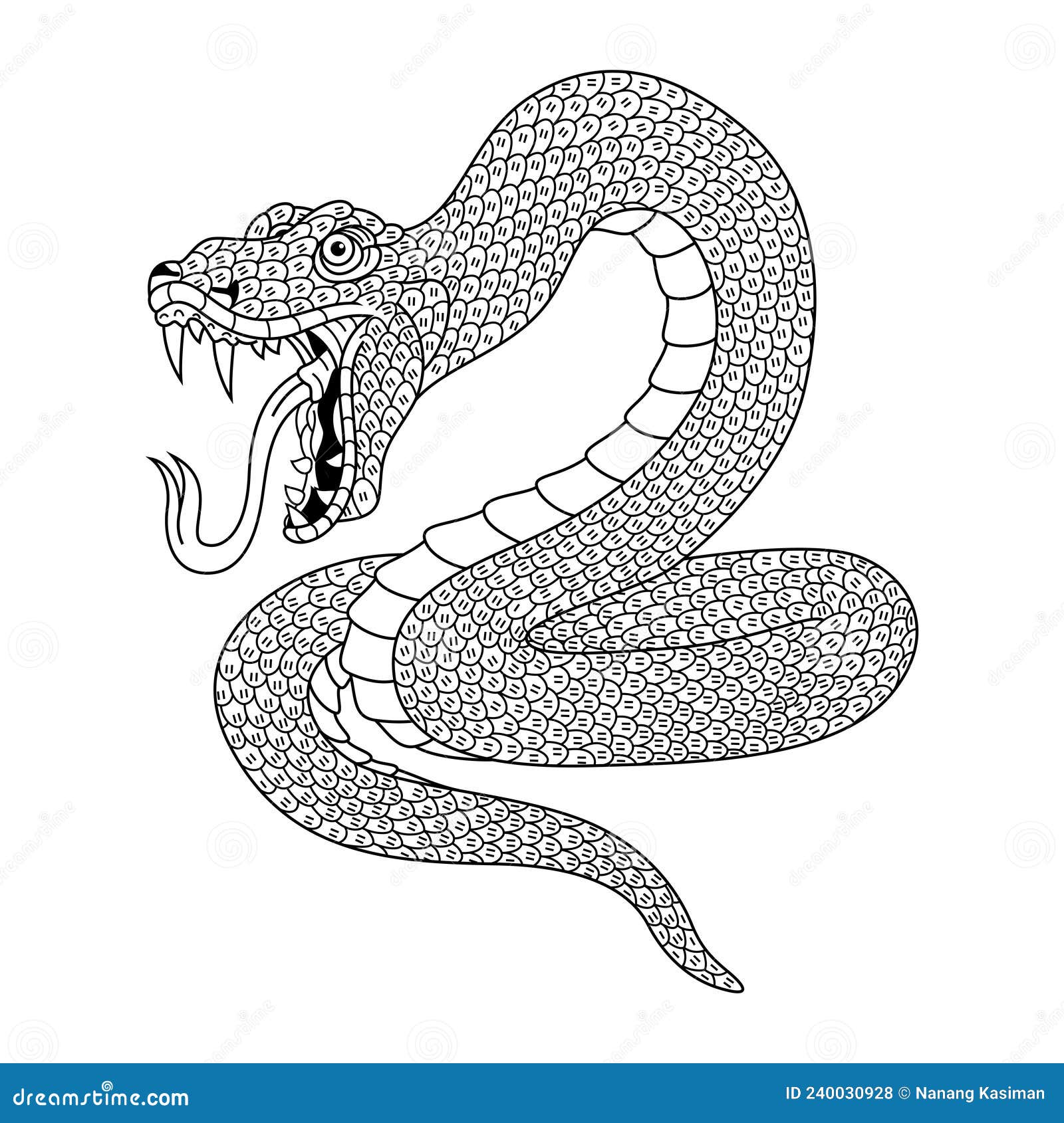 Hand Drawn of Snake in Zentangle Style Stock Illustration ...