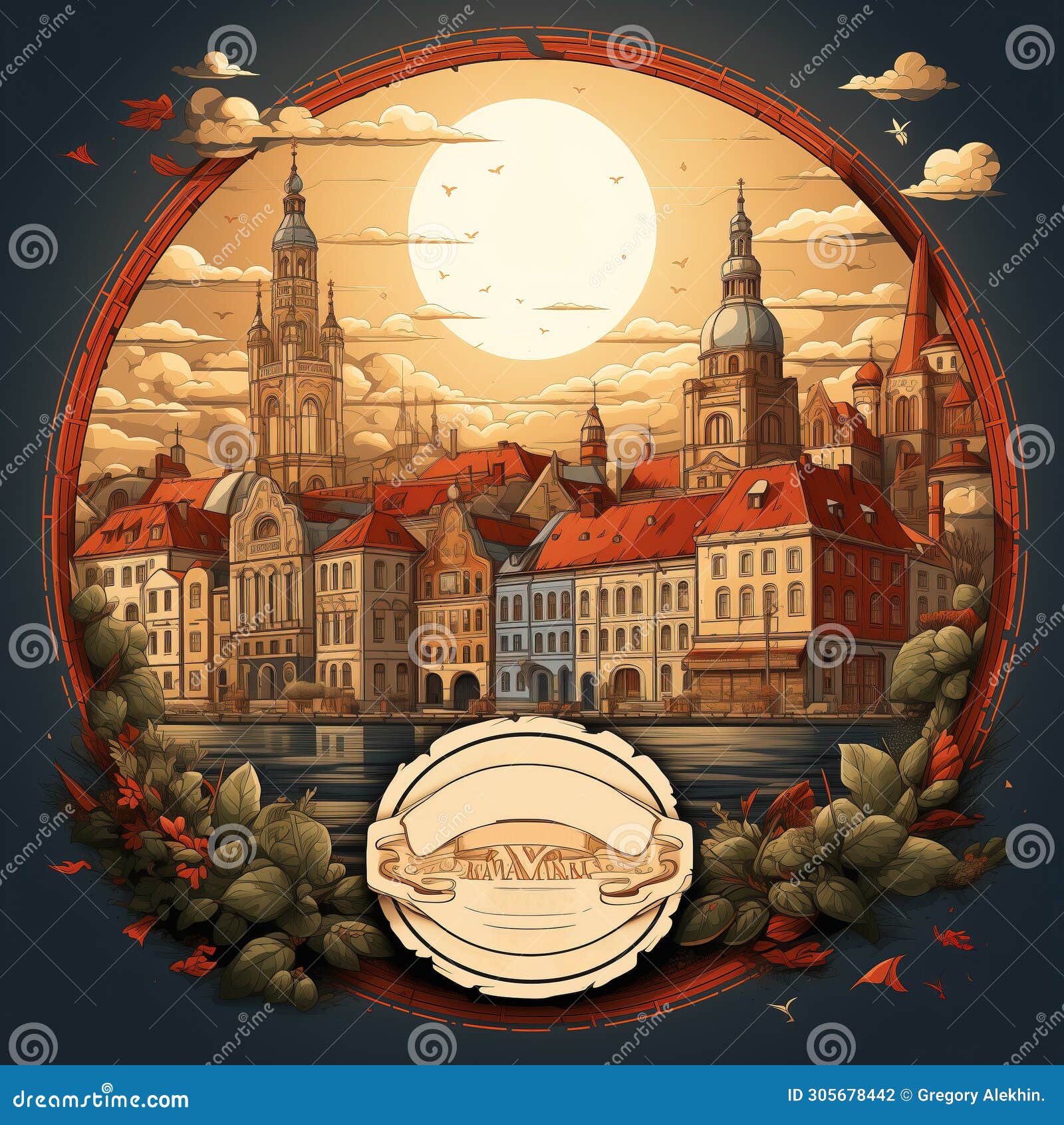 Illustration of an Old Building As a Logo with Space for Text Stock ...