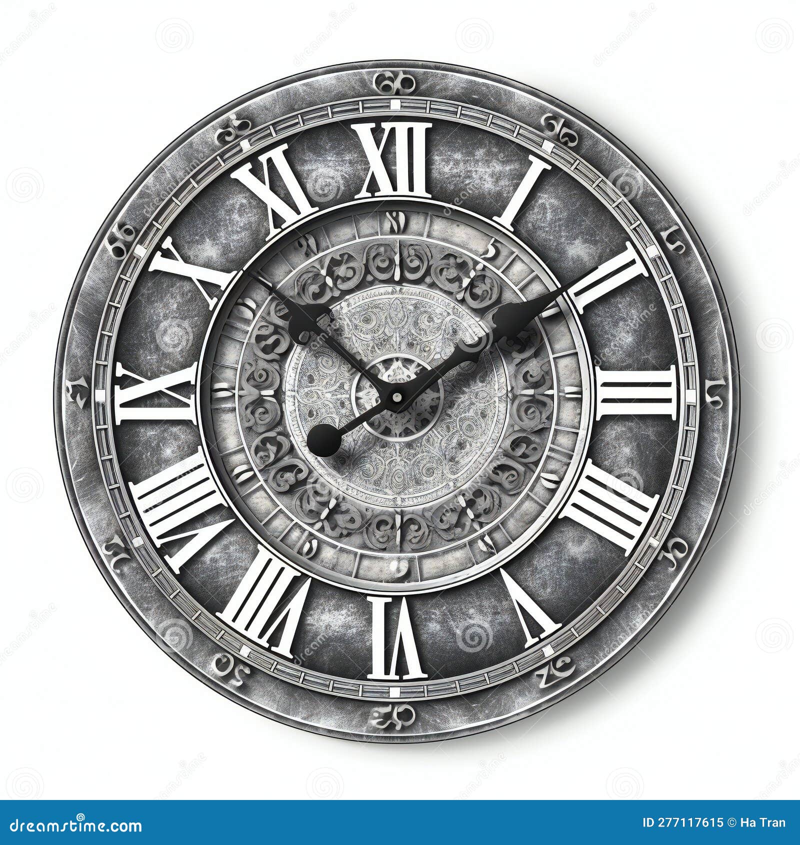 An Old Clock Face with Roman Numerals Stock Illustration - Illustration ...