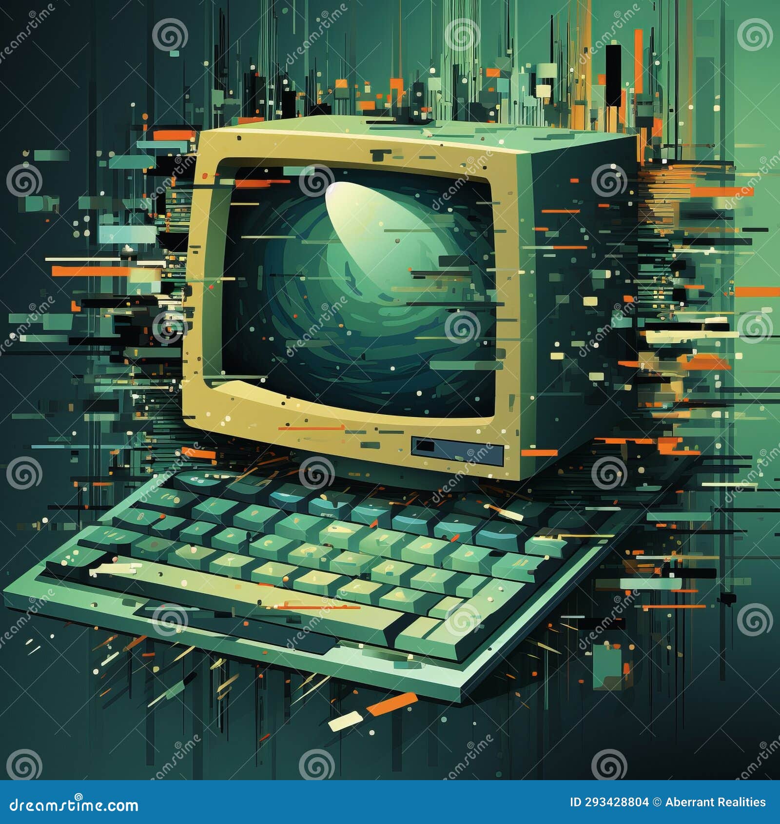 An Illustration of an Old Computer Stock Illustration - Illustration of ...