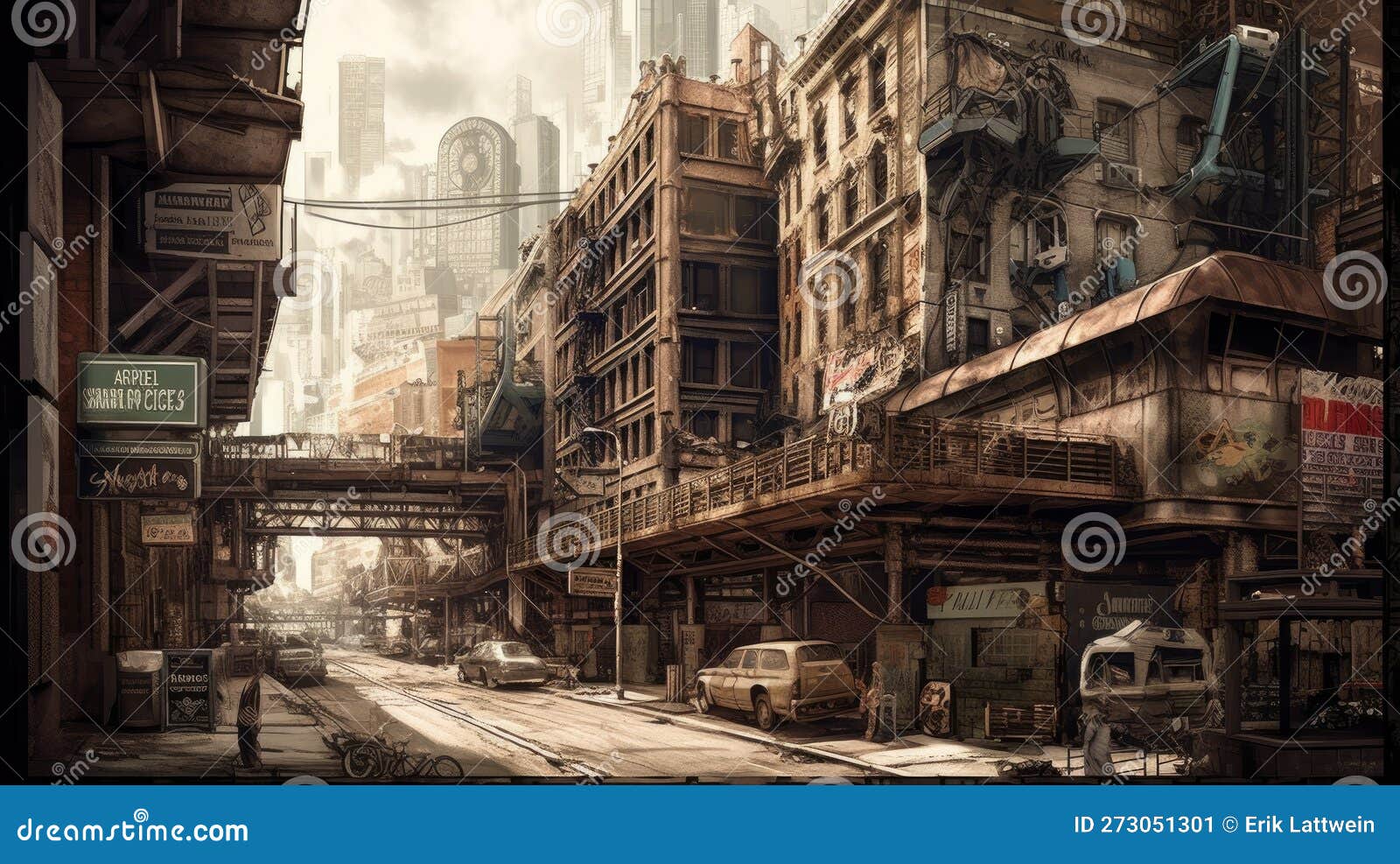 Illustration of an Old Dilapidated City - Made with Generative AI Tools ...