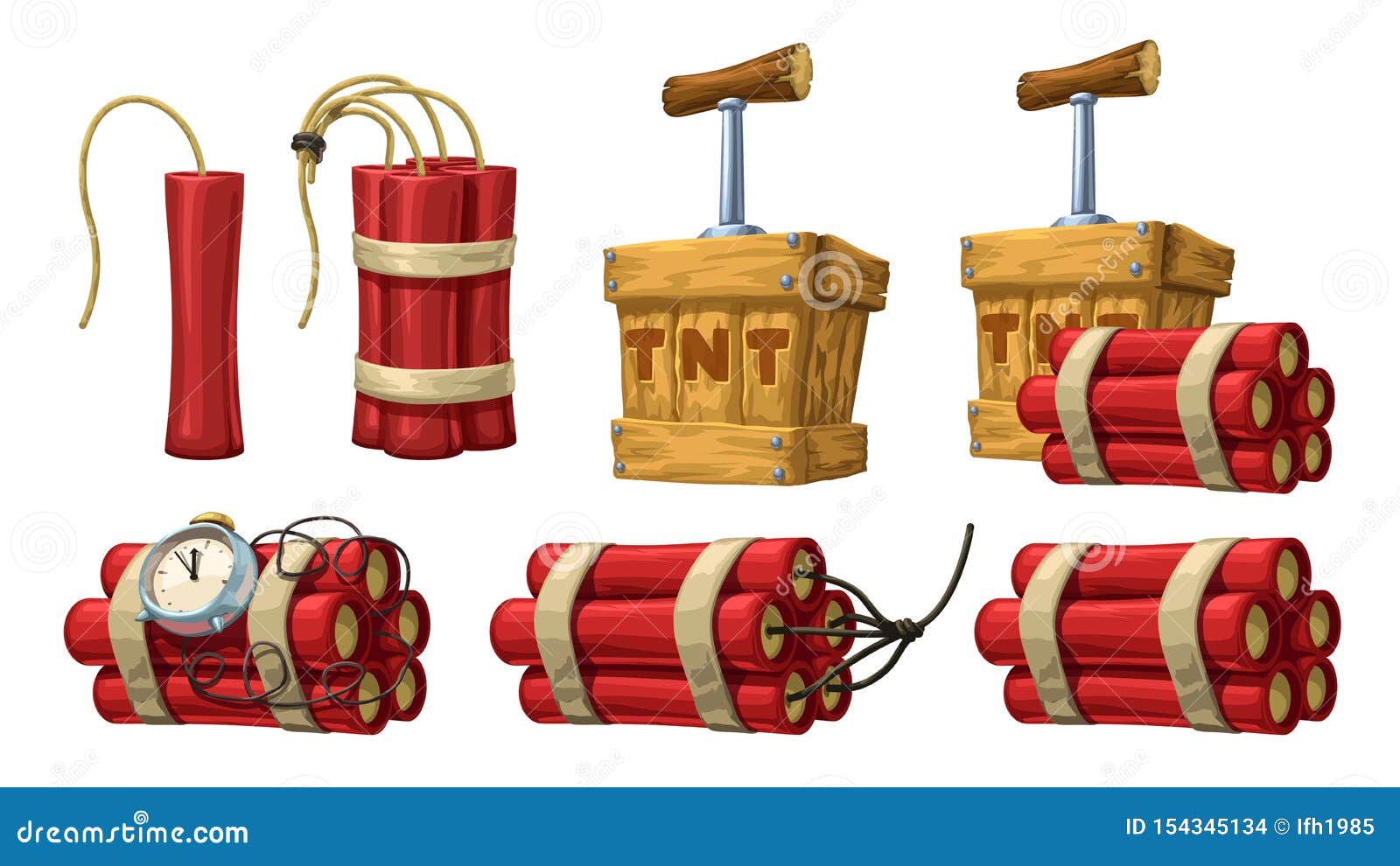 Dynamite set on white stock vector. Illustration of detonator - 154345134